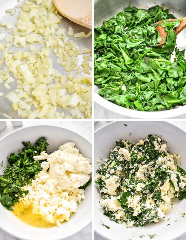 Spanakopitakia (Spinach and Feta Filo Triangles) - Herbs & Flour