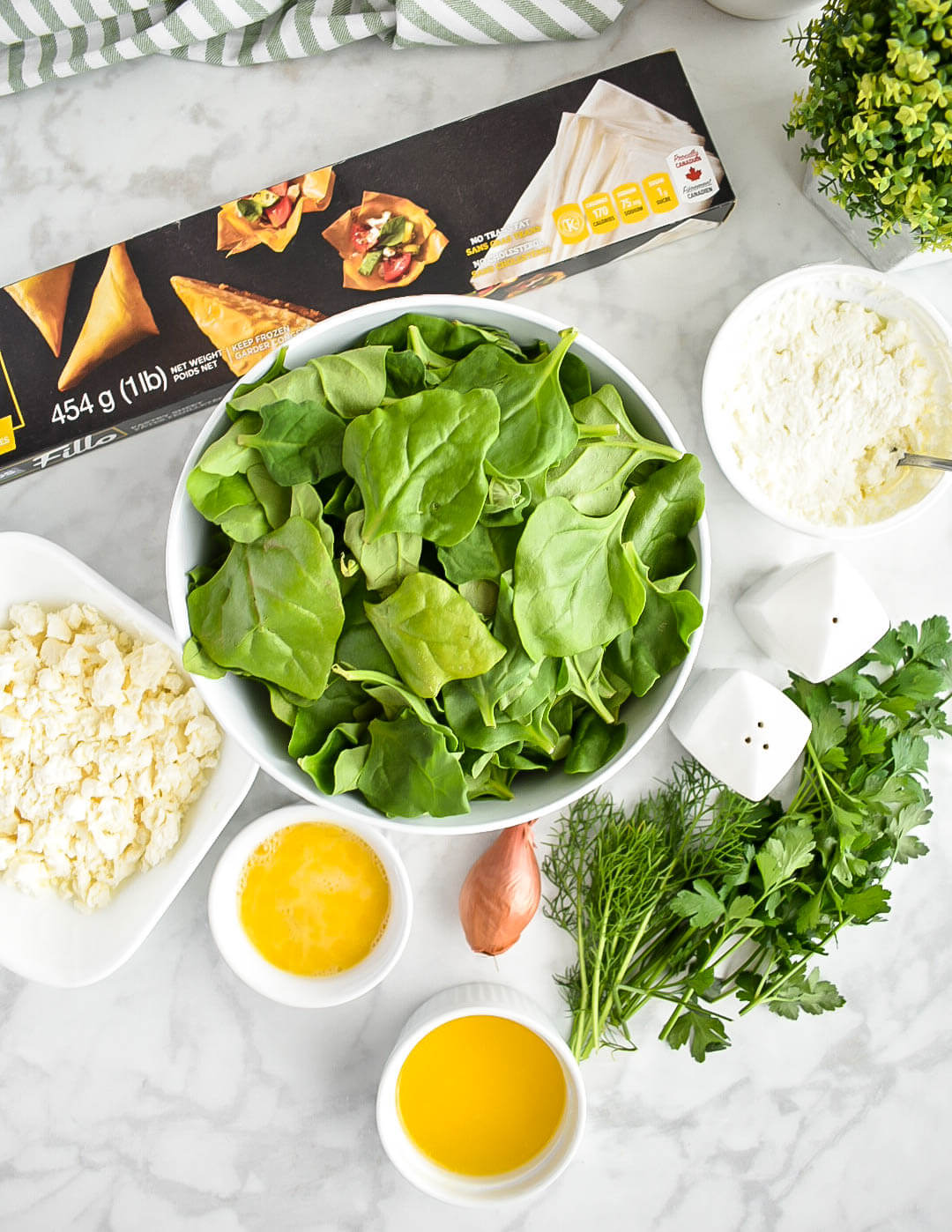 Spanakopitakia (Spinach and Feta Filo Triangles) - Herbs & Flour