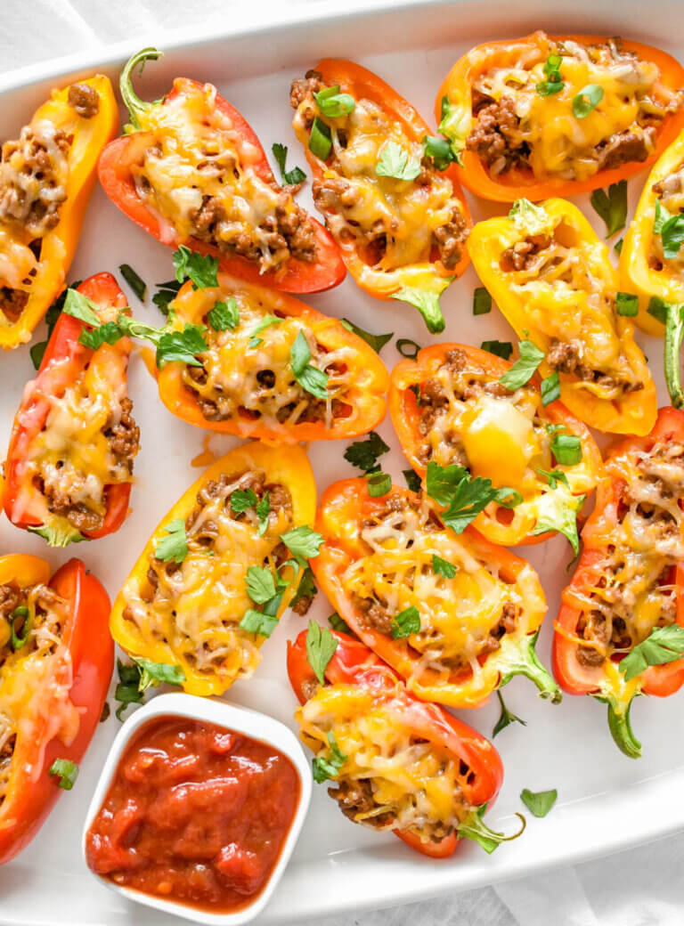 Taco Stuffed Mini Peppers - Herbs & Flour