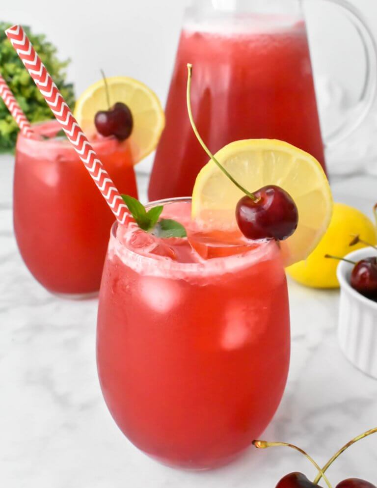 Homemade Cherry Lemonade - Herbs & Flour