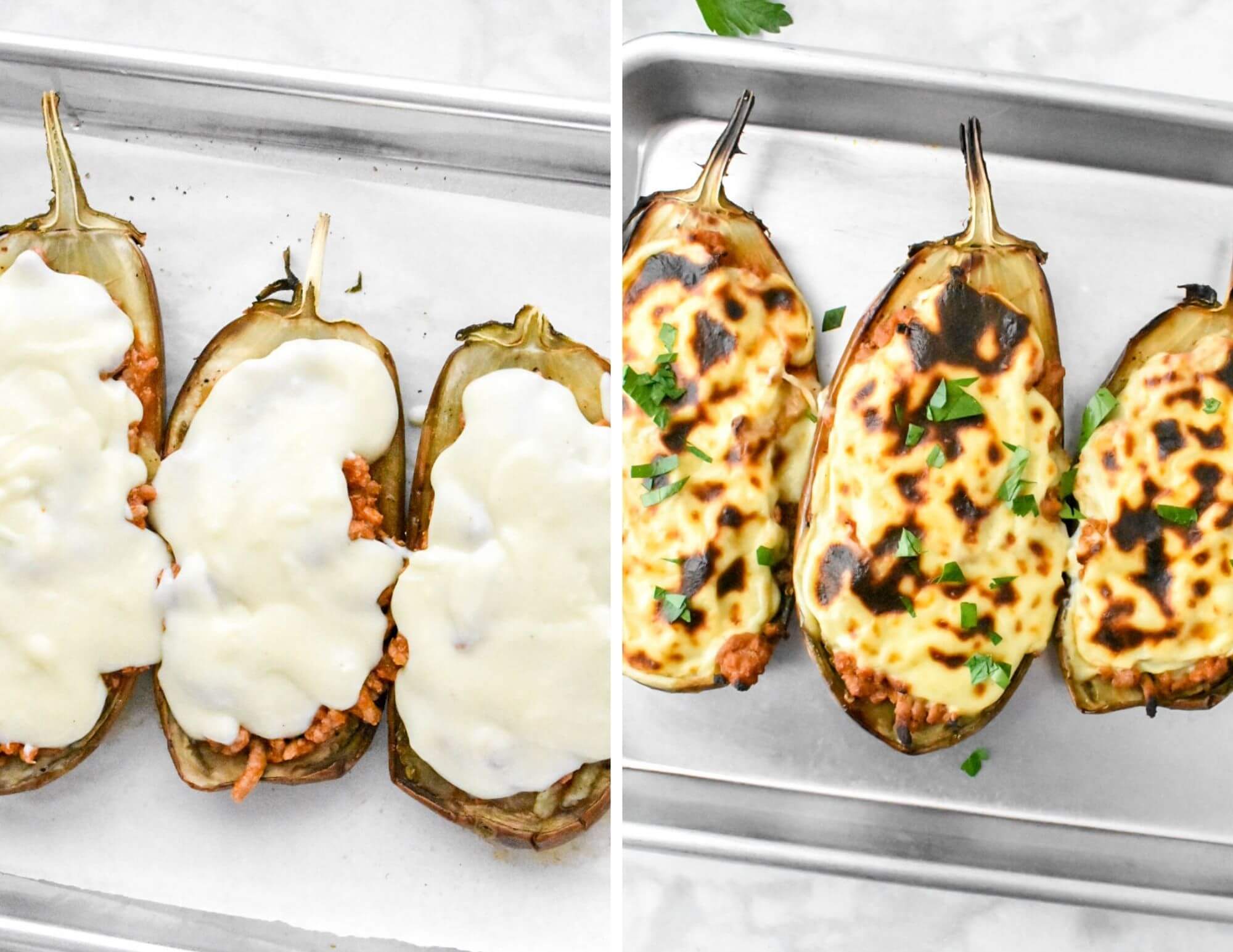 Papoutsakia (Greek Stuffed Eggplant) - Herbs & Flour