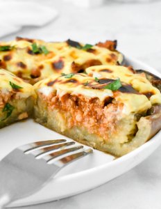 Papoutsakia (Greek Stuffed Eggplant) - Herbs & Flour