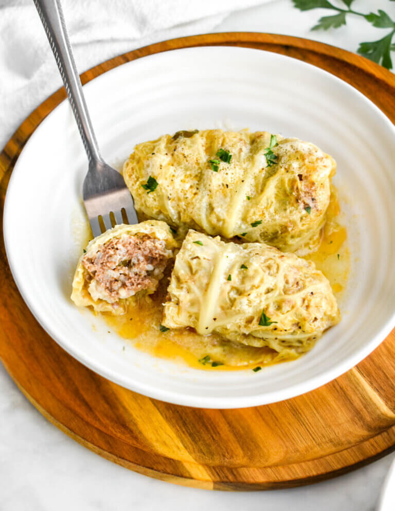 Greek Stuffed Cabbage Rolls (Lahanodolmades) - Herbs & Flour