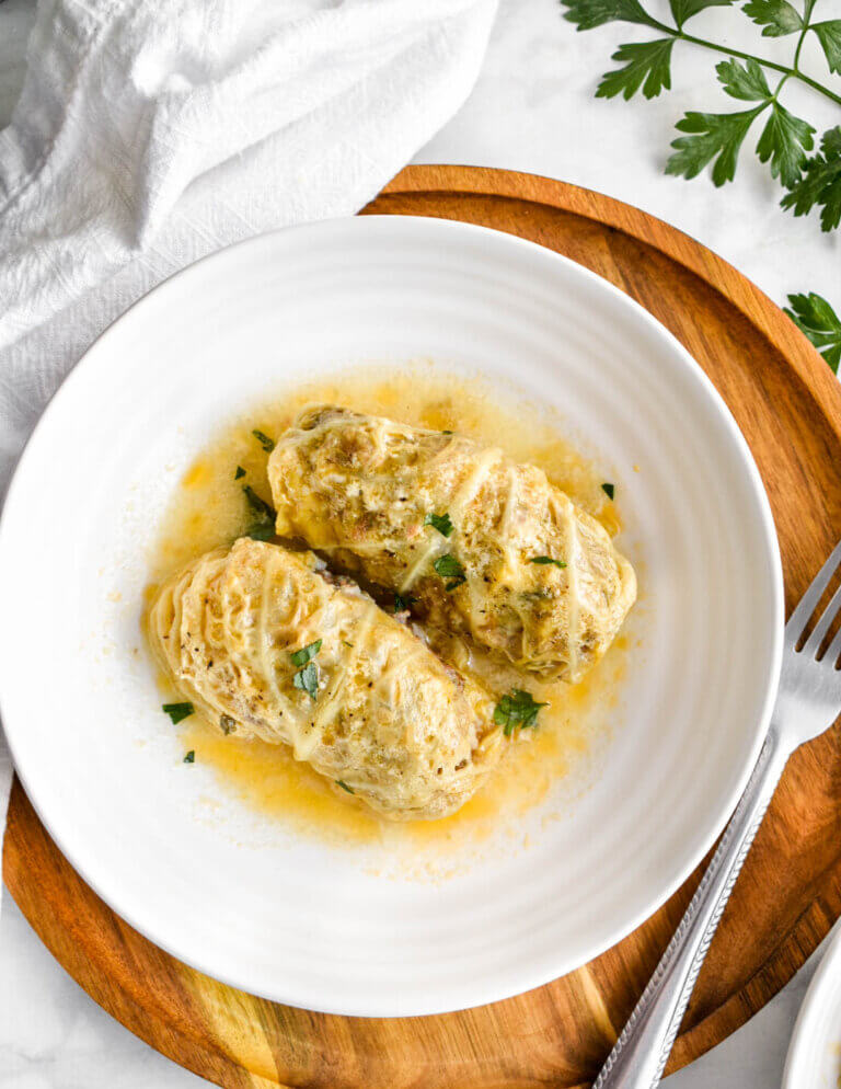 Greek Stuffed Cabbage Rolls (Lahanodolmades) - Herbs & Flour