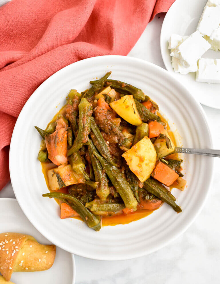 Greek Okra Stew Recipe (Bamies Latheres) - Herbs & Flour